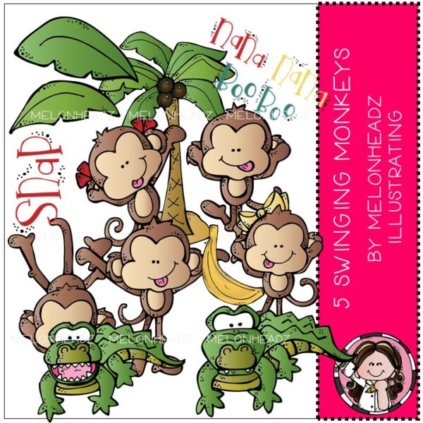 Five Swinging Monkeys clipart COMBO PACK by Melonheadz | Made By Teachers