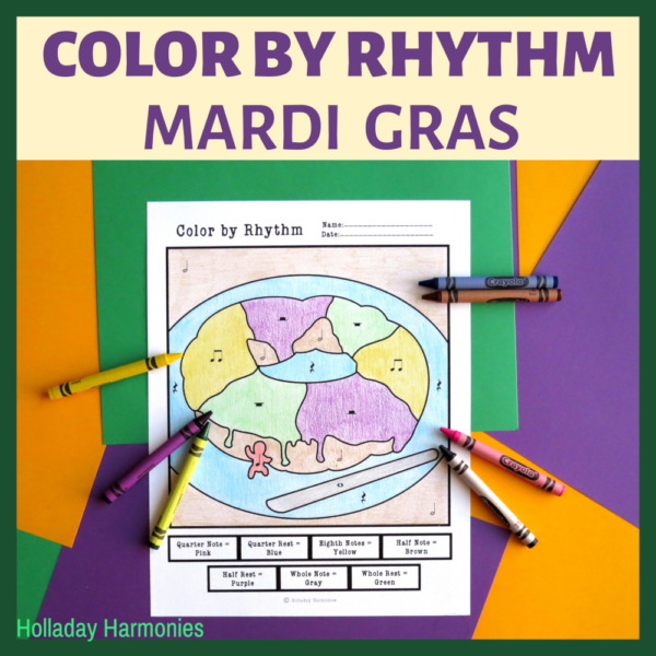 Mardi Gras Themed Color by Rhythm Worksheets | Made By Teachers