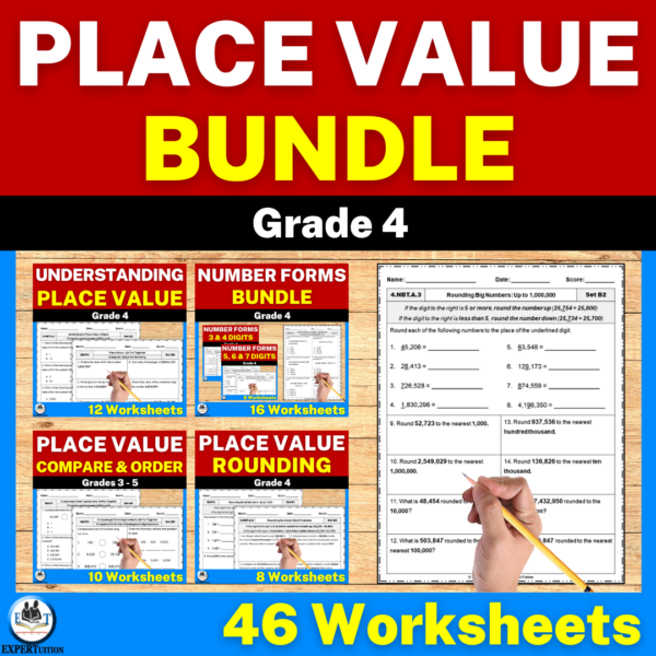 Place Value, Number Forms, Compare, Order & Round Numbers Worksheets ...