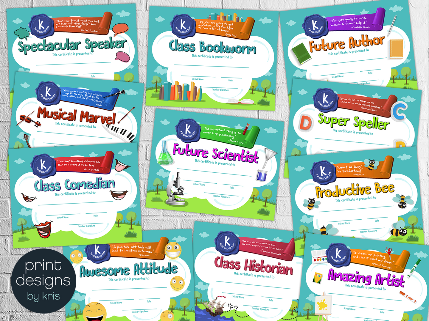 End of the Year KINDERGARTEN Student Superlative Awards Certificates ...