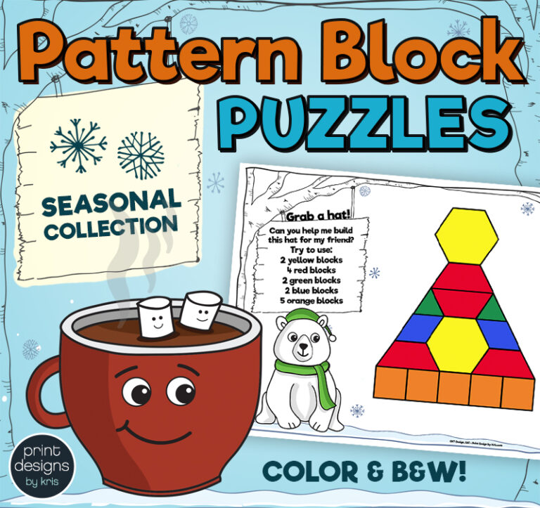 Pattern Block Puzzles • Math Shape Puzzles • January Winter Theme ...