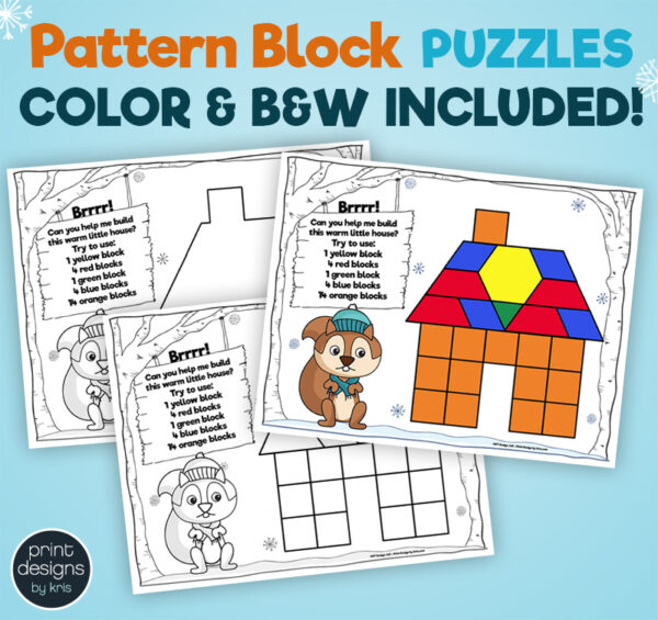 Pattern Block Puzzles • Math Shape Puzzles • January Winter Theme ...