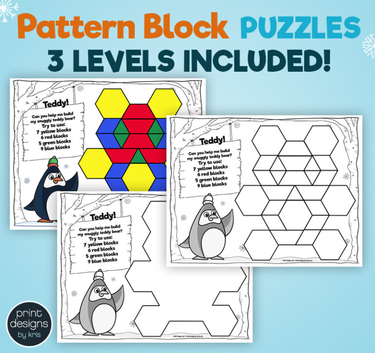 Pattern Block Puzzles • Math Shape Puzzles • January Winter Theme ...