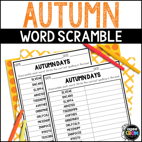 Autumn Days Word Scramble | Made By Teachers