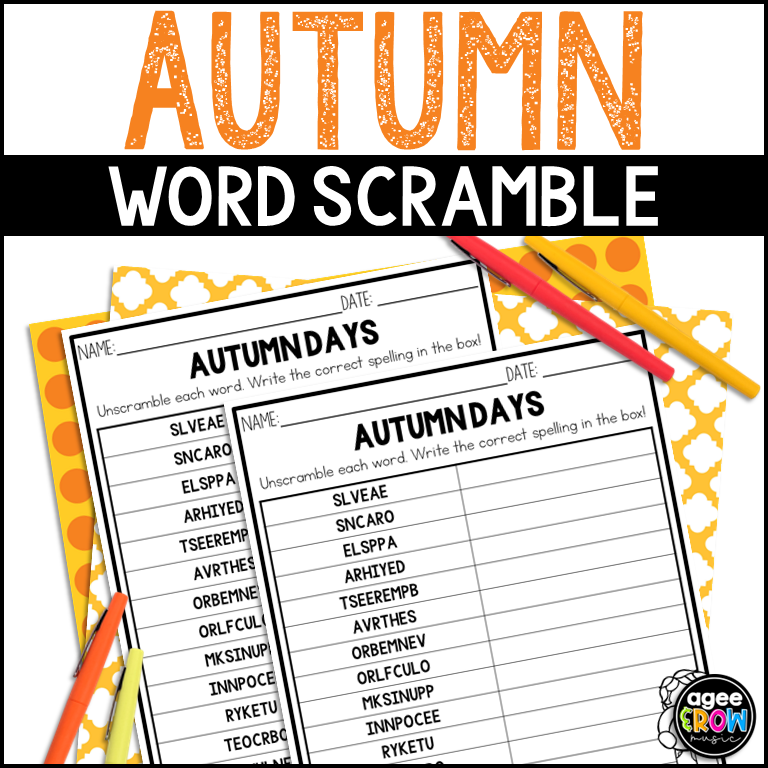 Autumn Days Word Scramble Made By Teachers Autumn Days Word Scramble Made By Teachers