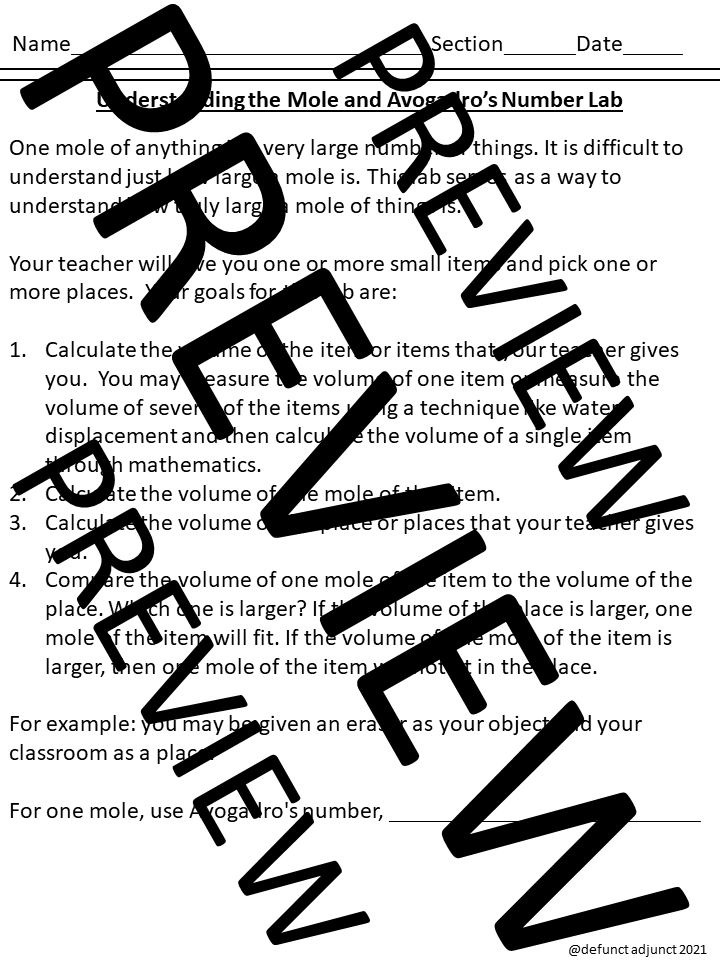 Understanding the Mole and Avogadro's Number Chemistry Lab | Made By ...