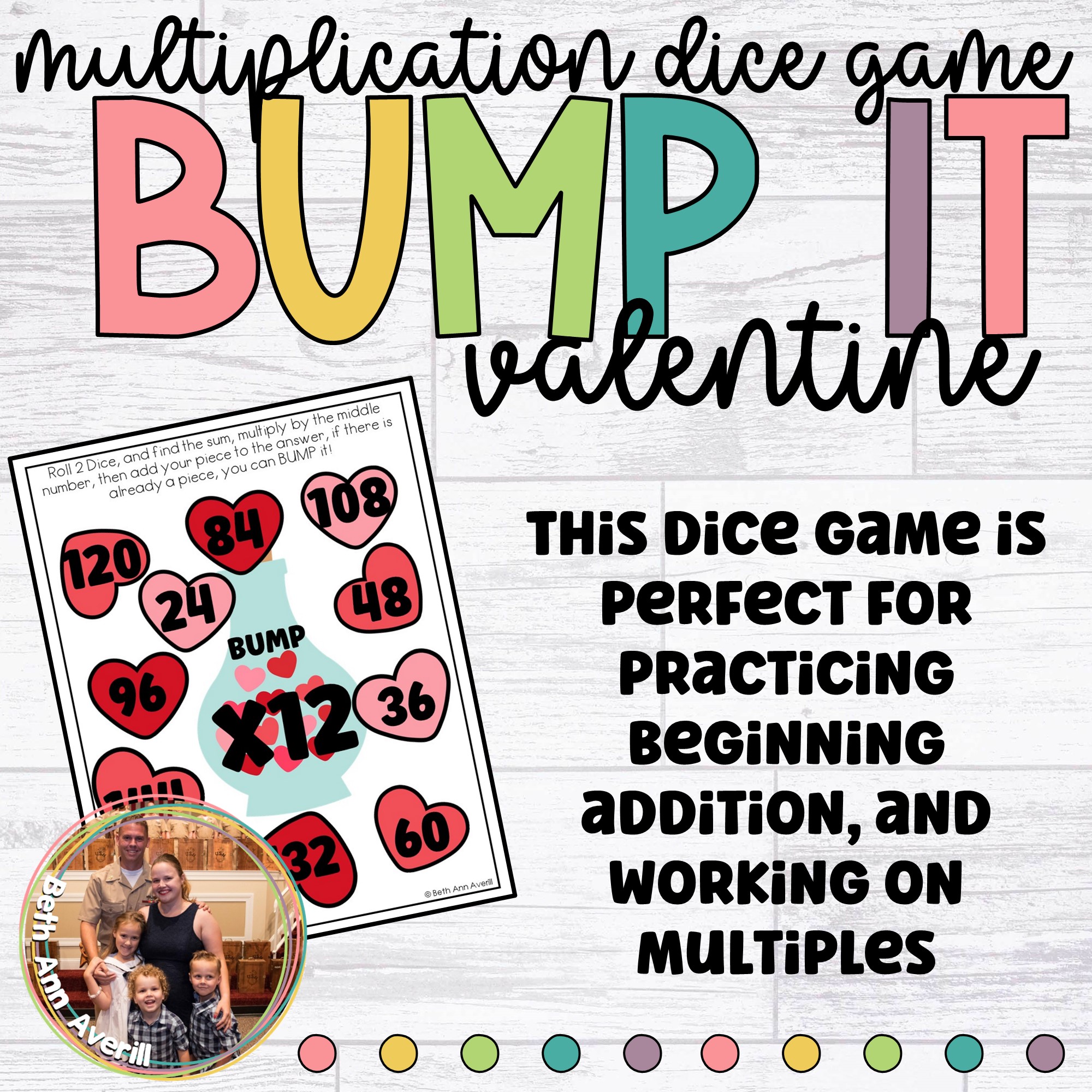 Multiplication Bump Game Math Dice Valentine's Day | Made By Teachers