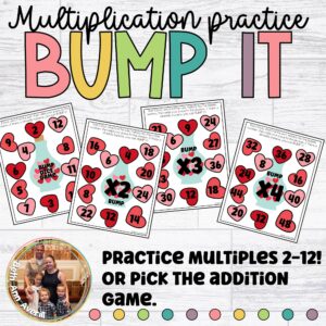 Multiplication Bump Game Math Dice Valentine's Day | Made By Teachers