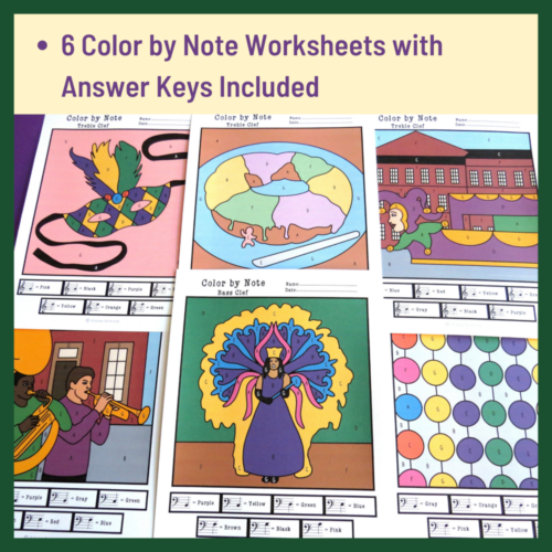 Mardi Gras Themed Color by Note - Treble Clef and Bass Clef | Made By ...