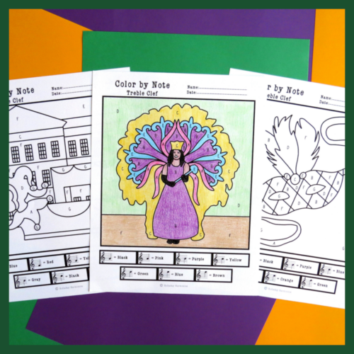 Mardi Gras Themed Color by Note - Treble Clef and Bass Clef | Made By ...
