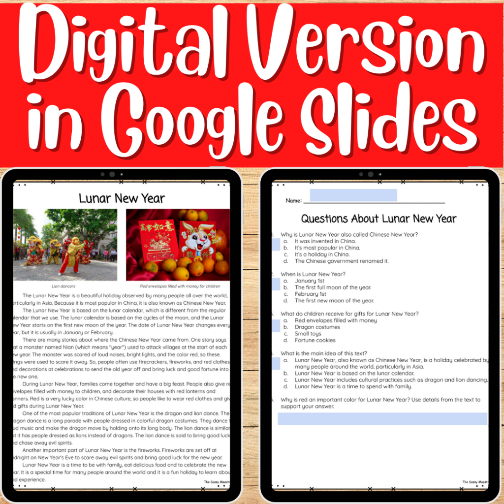 Lunar New Year | Chinese New Year Reading Passage Print & Digital ...