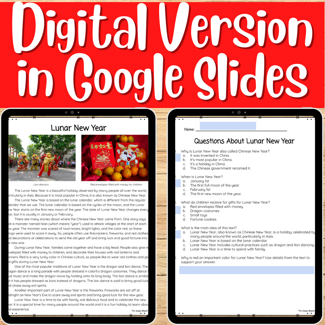 Lunar New Year | Chinese New Year Reading Passage Print & Digital ...
