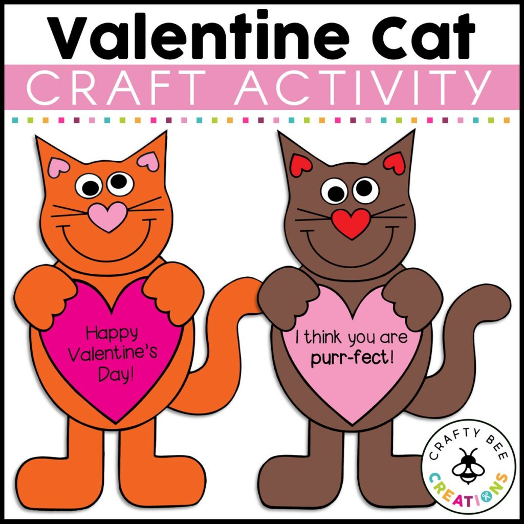 Valentines Day Cat Craft | Valentines Day Writing | Valentine Bulletin ...