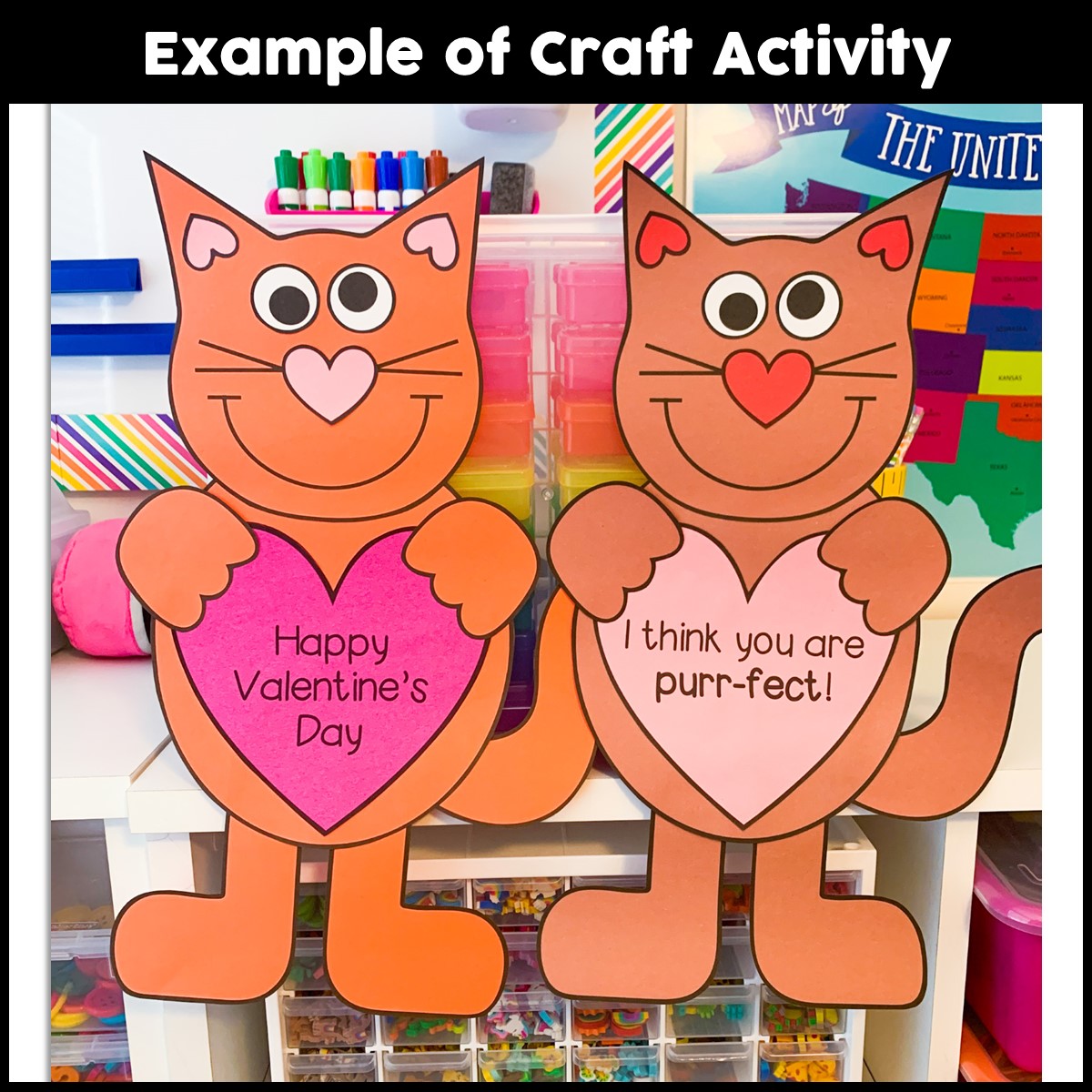 Valentines Day Cat Craft | Valentines Day Writing | Valentine Bulletin ...