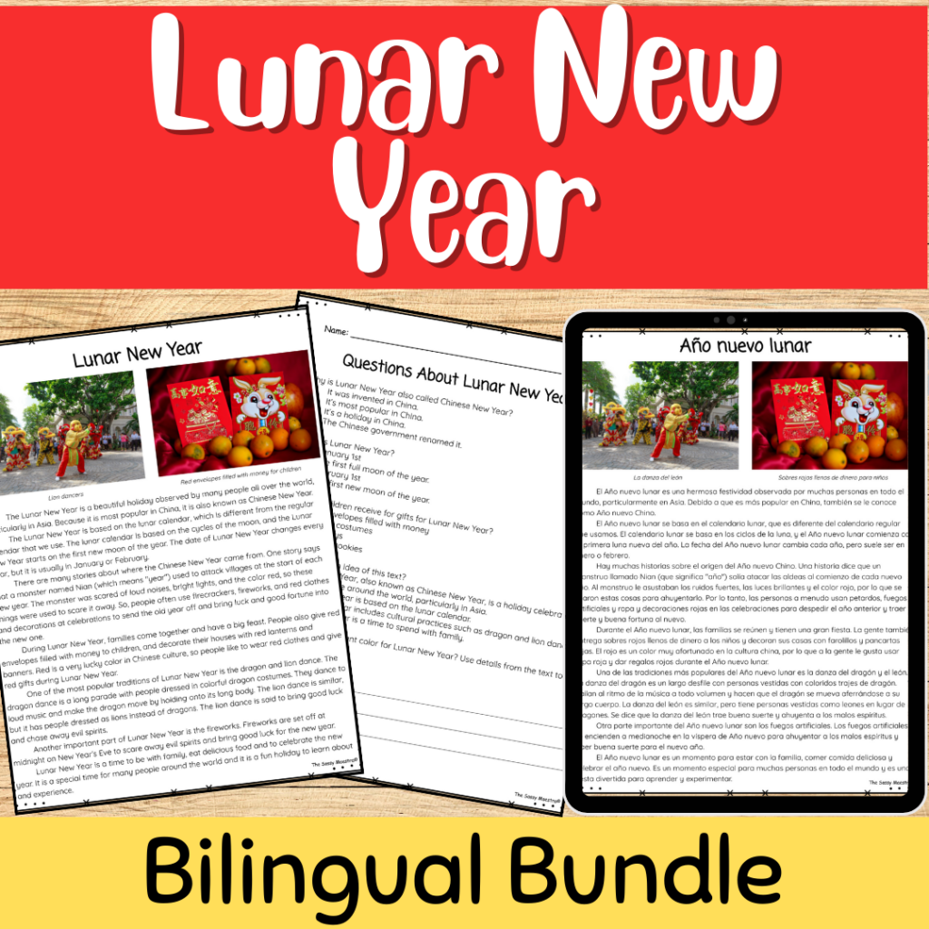 Lunar New Year Año nuevo lunar Reading Passage Bilingual Bundle Spanish ...