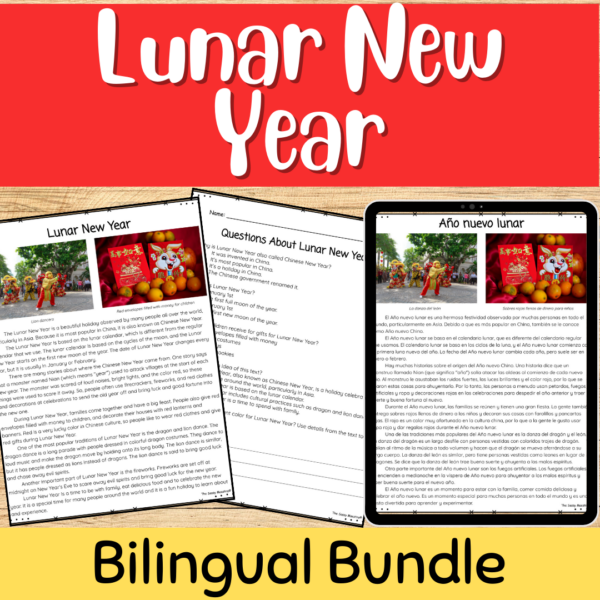 Lunar New Year Año nuevo lunar Reading Passage Bilingual Bundle Spanish ...
