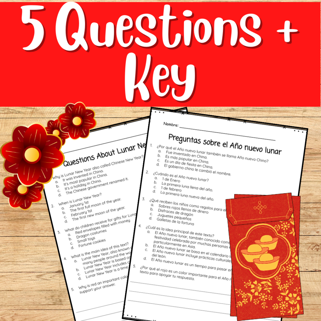 Lunar New Year Año nuevo lunar Reading Passage Bilingual Bundle Spanish ...