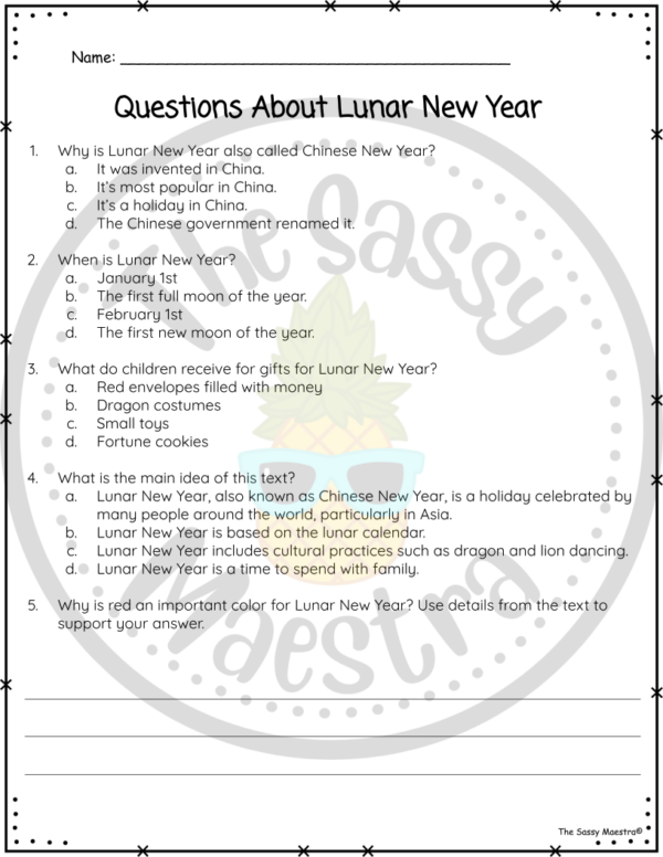 Lunar New Year Año nuevo lunar Reading Passage Bilingual Bundle Spanish ...