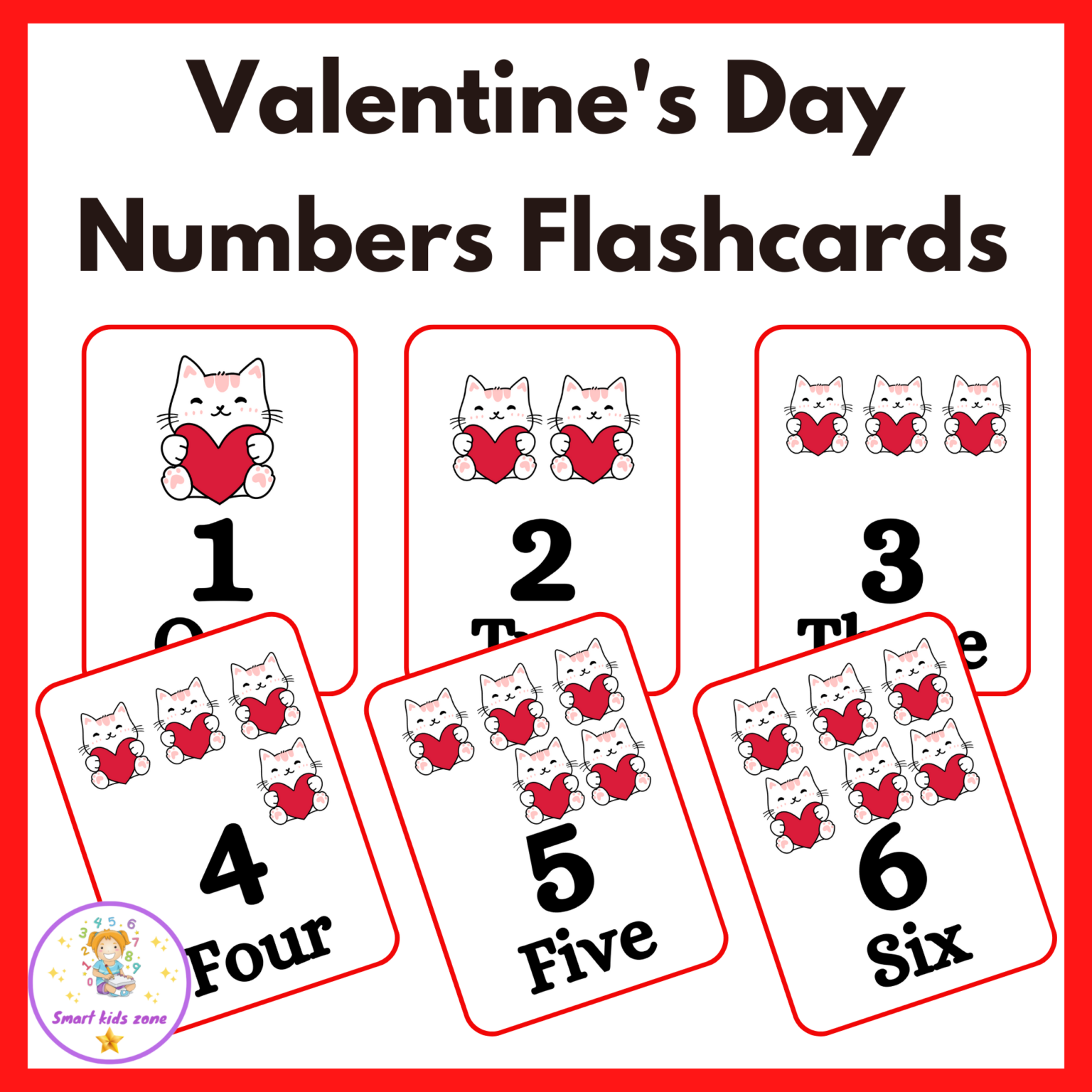 Valentine's Day Number Flash Cards For Kids | February Morning Work ...