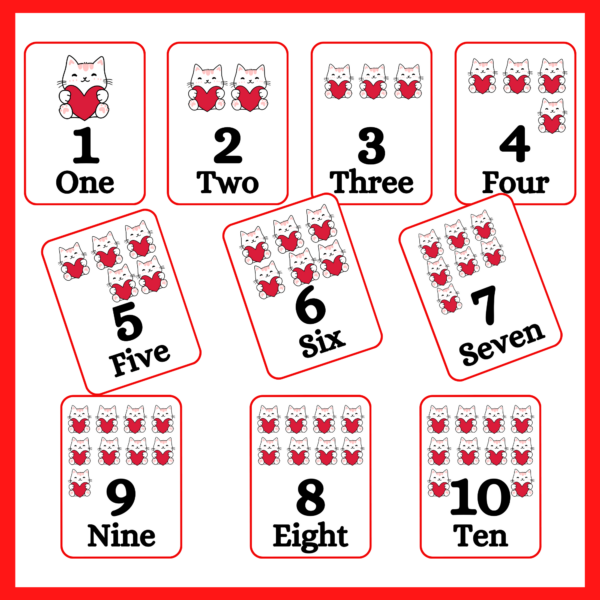 Valentine's Day Number Flash Cards For Kids | February Morning Work ...