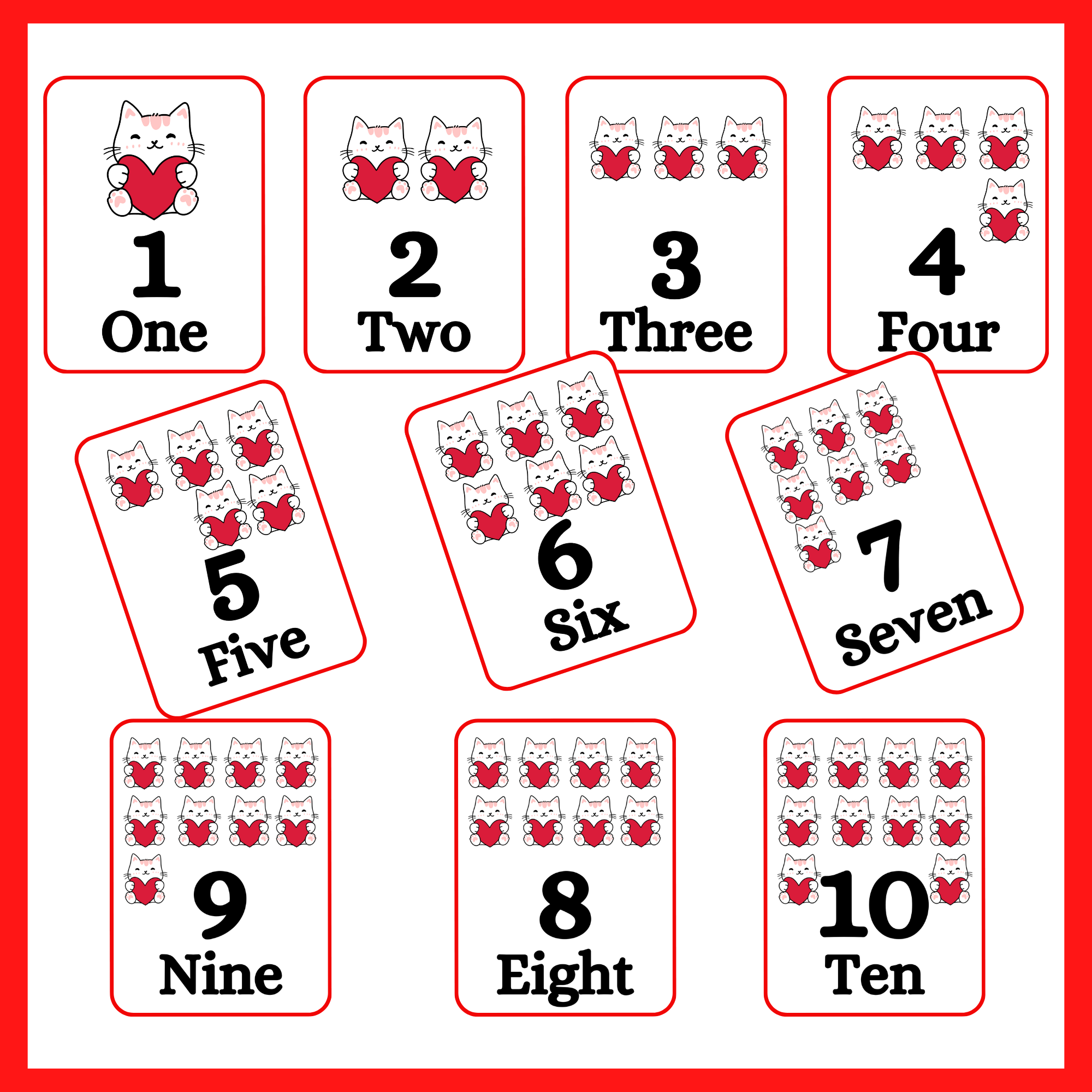 Valentine's Day Number Flash Cards For Kids | February Morning Work ...
