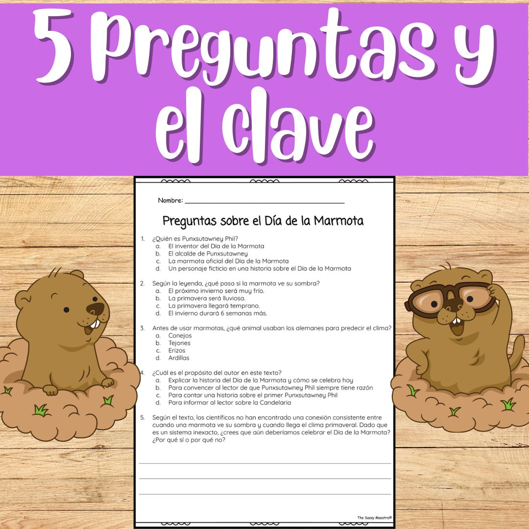 Groundhog Day Día de la Marmota Spanish Reading Passage Print & Digital ...