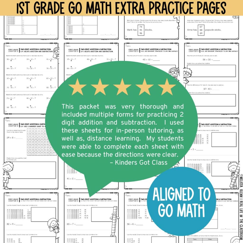 Go Math - First Grade - Chapter 8 - Two Digit Addition and Subtraction ...