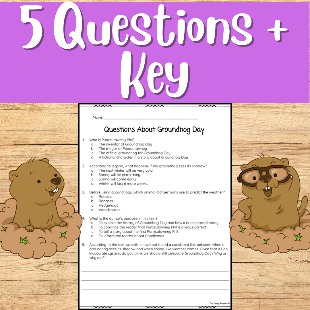 Groundhog Day Reading Passage Print & Digital for 3rd, 4th, 5th, and ...