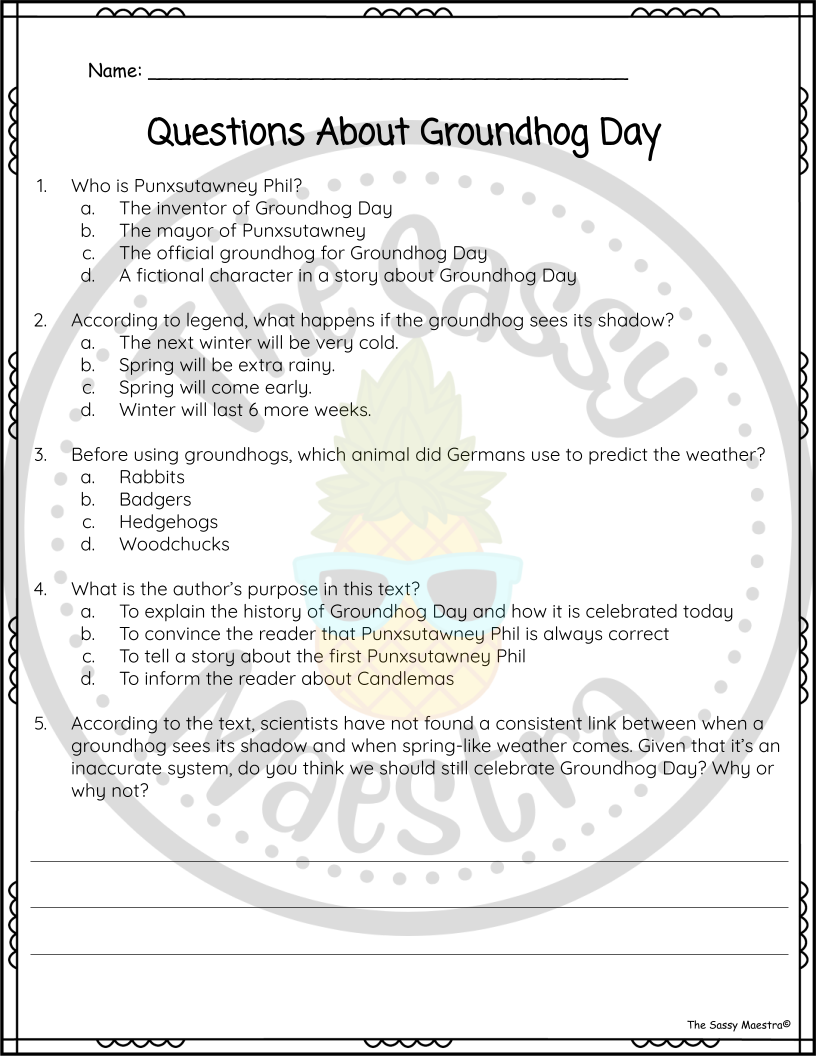 Groundhog Day Reading Passage Print & Digital for 3rd, 4th, 5th, and ...