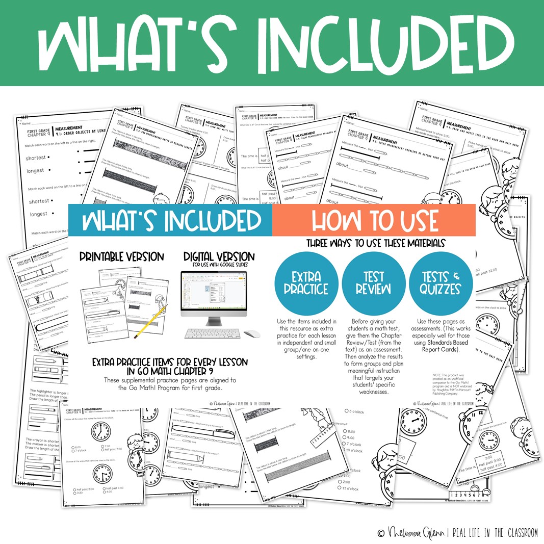 Go Math - First Grade - Chapter 9 - Nonstandard Measurement Time | Made ...