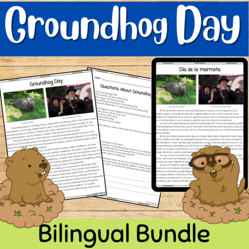 Groundhog Day Día de la Marmota Reading Passages Bilingual Bundle ...