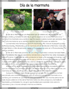 Groundhog Day Día de la Marmota Reading Passages Bilingual Bundle ...