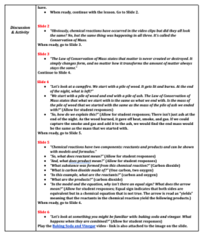 7th Science Lesson Conservation of Mass OAS 7.PS1.5 NGSS MS-PS1-5 ...