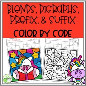 Blends, Digraphs, Prefix & Suffix Color by Code | Made By Teachers