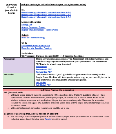 7th Science Lesson Thermal Energy Device OAS 7.PS1.6 NGSS MS-PS1-6 ...