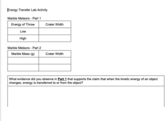 7th Science Lesson Kinetic Energy Transfer OAS 7.PS3.5 NGSS MS-PS3-5 ...