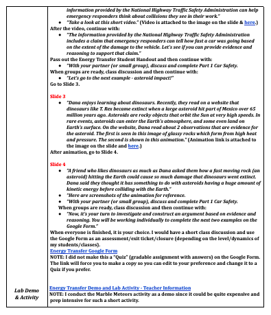 7th Science Lesson Kinetic Energy Transfer OAS 7.PS3.5 NGSS MS-PS3-5 ...