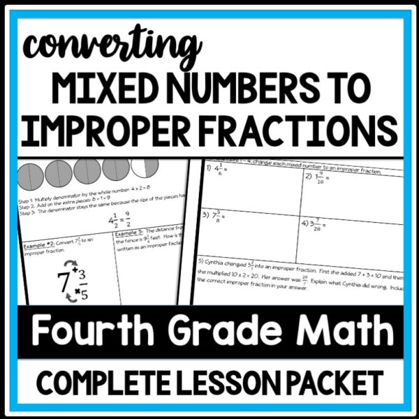 Converting Mixed Numbers to Improper Fractions, 4th Grade Math Lesson ...