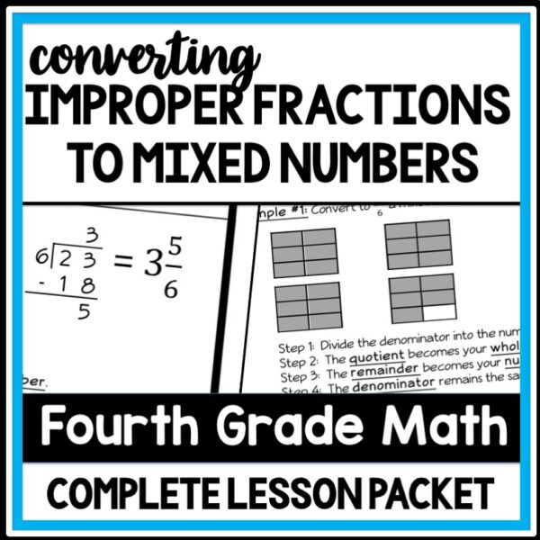 Converting Improper Fractions to Mixed Numbers, 4th Grade Math Lesson ...