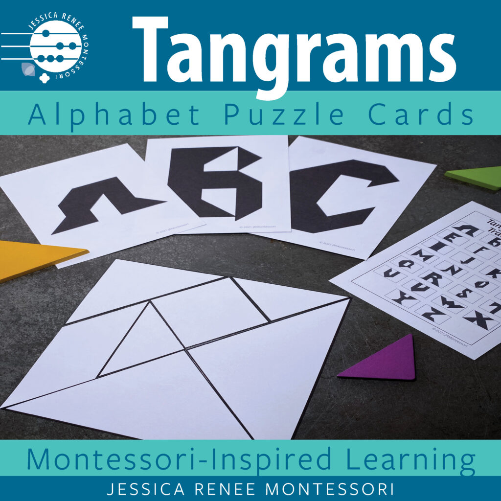 Tangram Task cards with Alphabet Puzzles | Made By Teachers