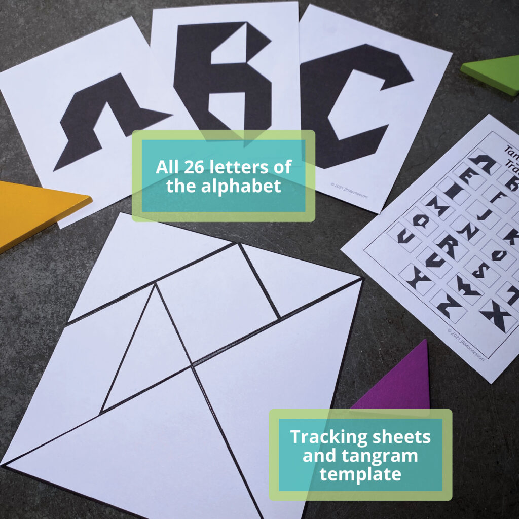 Tangram Task cards with Alphabet Puzzles | Made By Teachers
