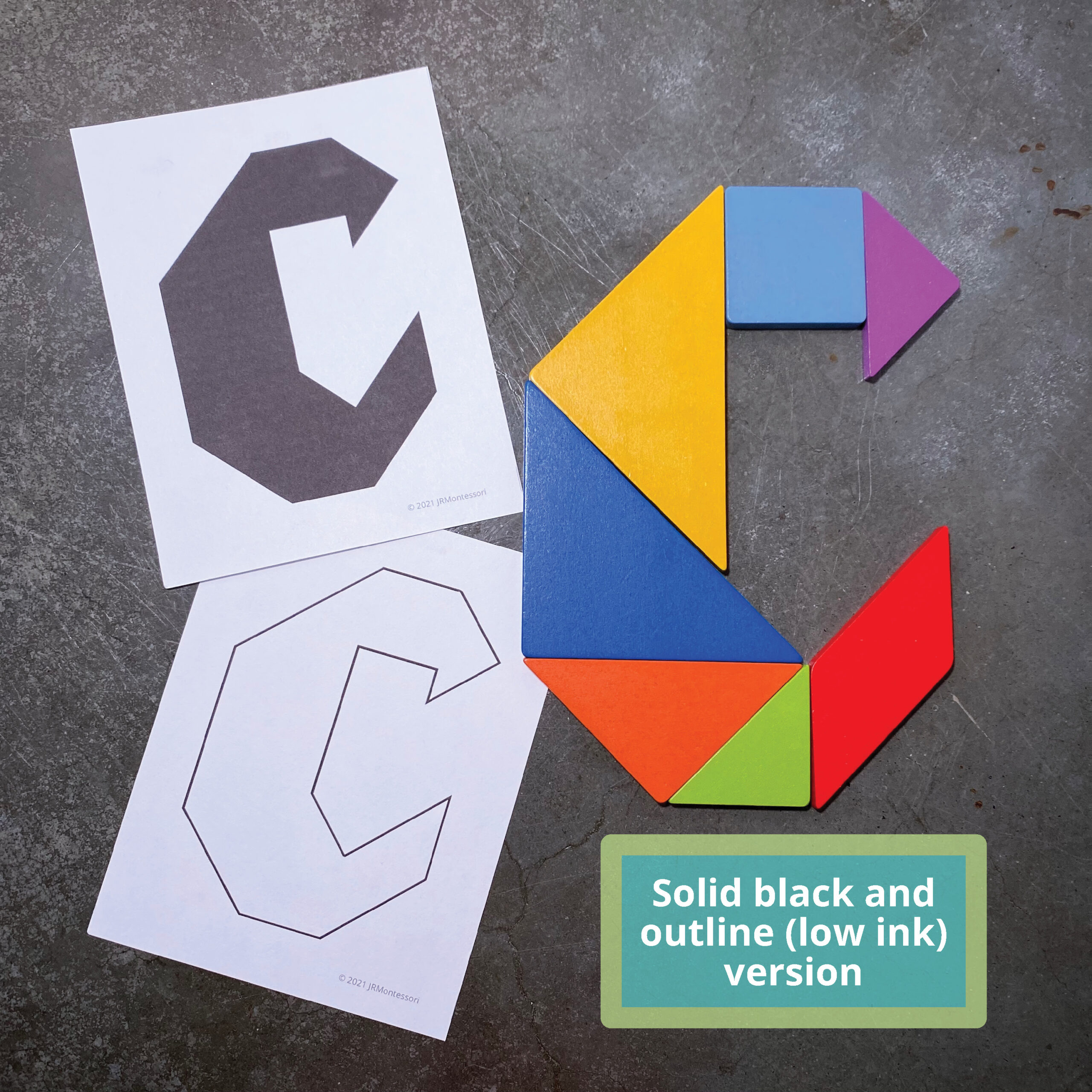 Tangram Task cards with Alphabet Puzzles | Made By Teachers