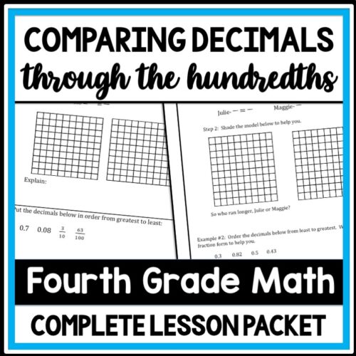Comparing & Ordering Decimals through the Hundredths Place, 4th Grade ...