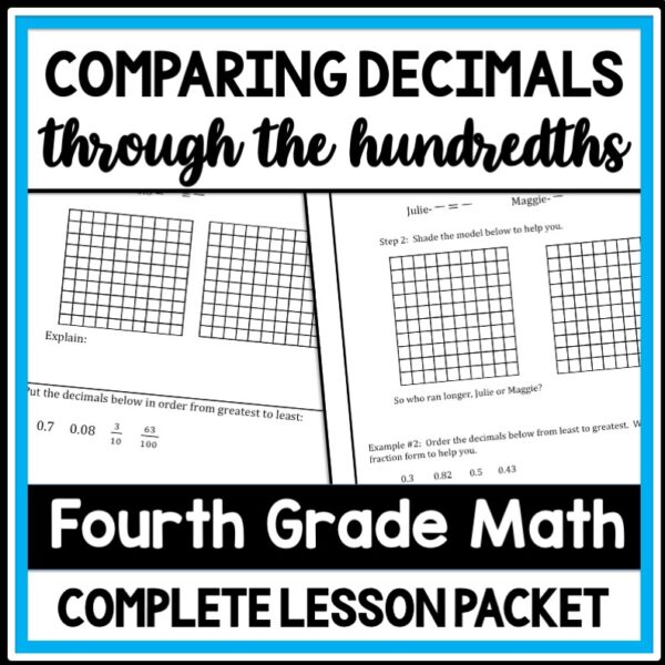 Comparing & Ordering Decimals through the Hundredths Place, 4th Grade ...