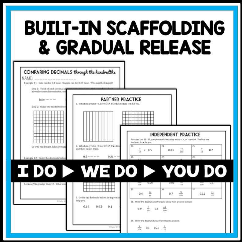 Comparing & Ordering Decimals through the Hundredths Place, 4th Grade ...