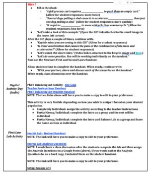 8th Science Lesson Newton's First & Second Laws OAS 8.PS2.2 NGSS MS-PS2 ...