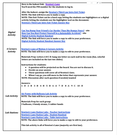 8th Science Lesson Newton's Third Law OAS 8.PS2.1 NGSS MS-PS2-1 | Made ...