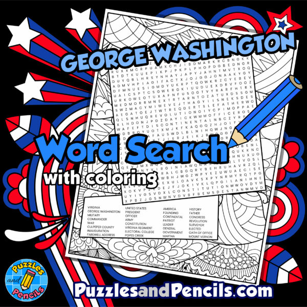 George Washington Word Search Puzzle Activity | US Presidents ...