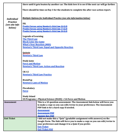 8th Science Lesson Newton's Third Law OAS 8.PS2.1 NGSS MS-PS2-1 | Made ...