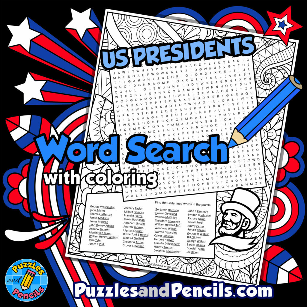 US Presidents Word Search Puzzle Activity | US Presidents Wordsearch ...
